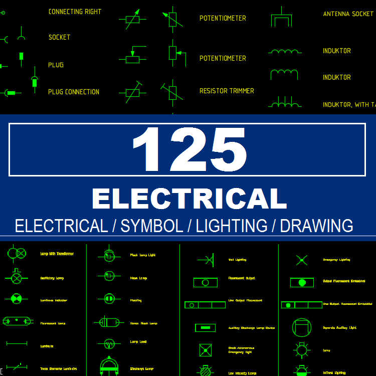Autodesk | AutoCad 2025 | 125 Electrical Symbols CAD BLOCK MATERIALS ...