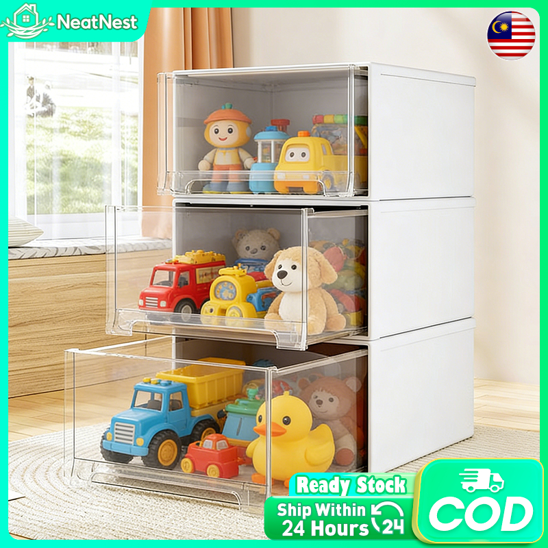 Transparent Drawer Storage Boxes Home Dust-Proof Clothes Kotak Simpan ...