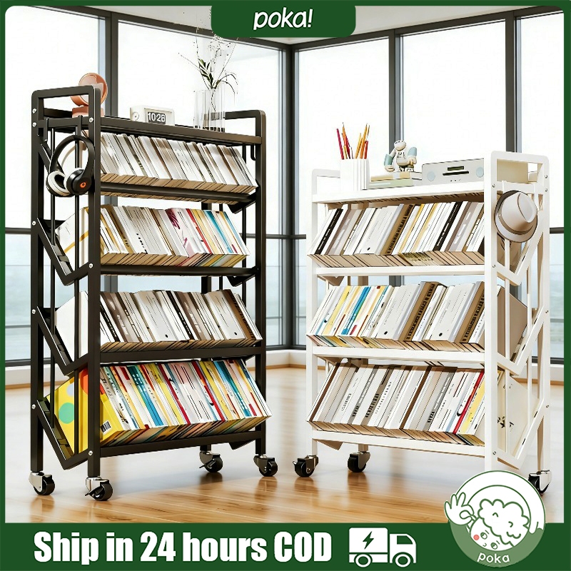 Bookshelf Almari Buku Steel Metal Book Rack Rak Buku Besi 2/3/4/5Tier ...