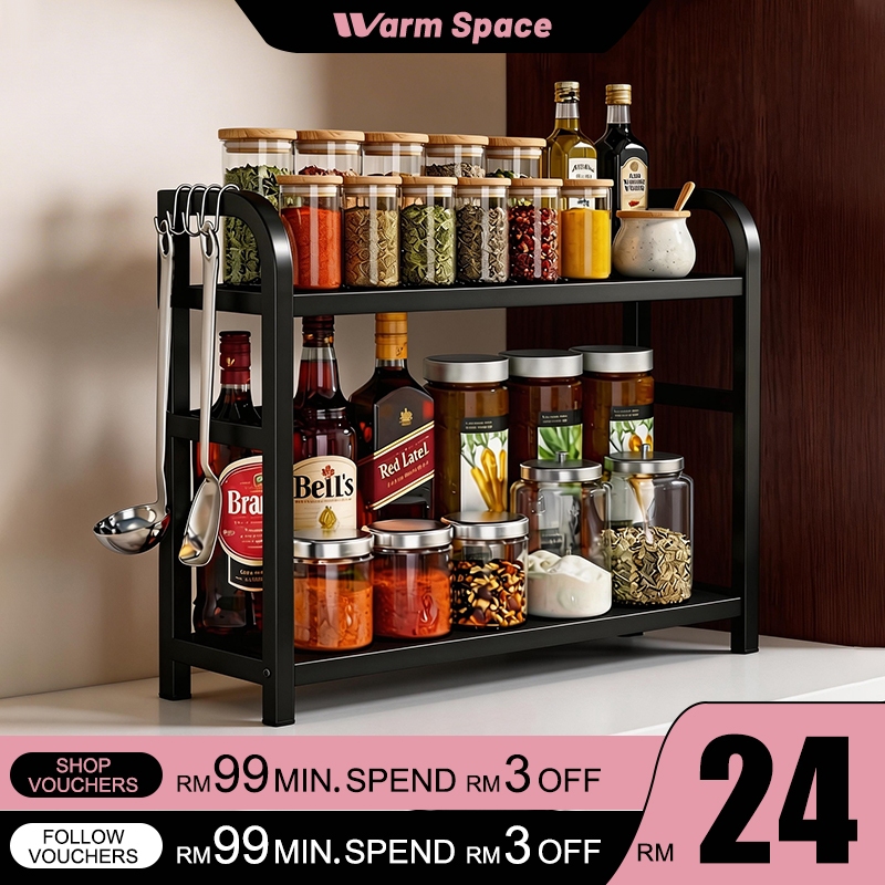 Rak Rempah Spice Rack Kitchen Organizer Kitchen Storage Rack Rak Botol ...