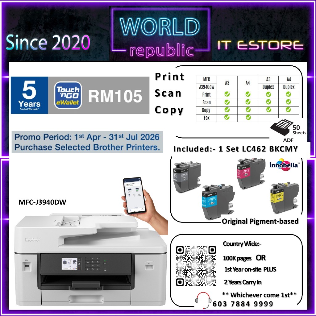 Brother MFC-J3940DW Wireless Printer - A3 Auto Duplex Print Scan Copy ...