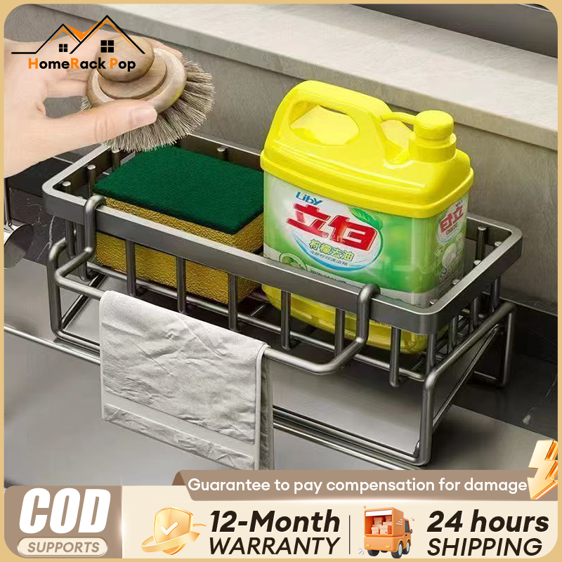 Sink Drainer Rack Kitchen Soap Sponge Holder Drainer Rak Dapur Sink ...