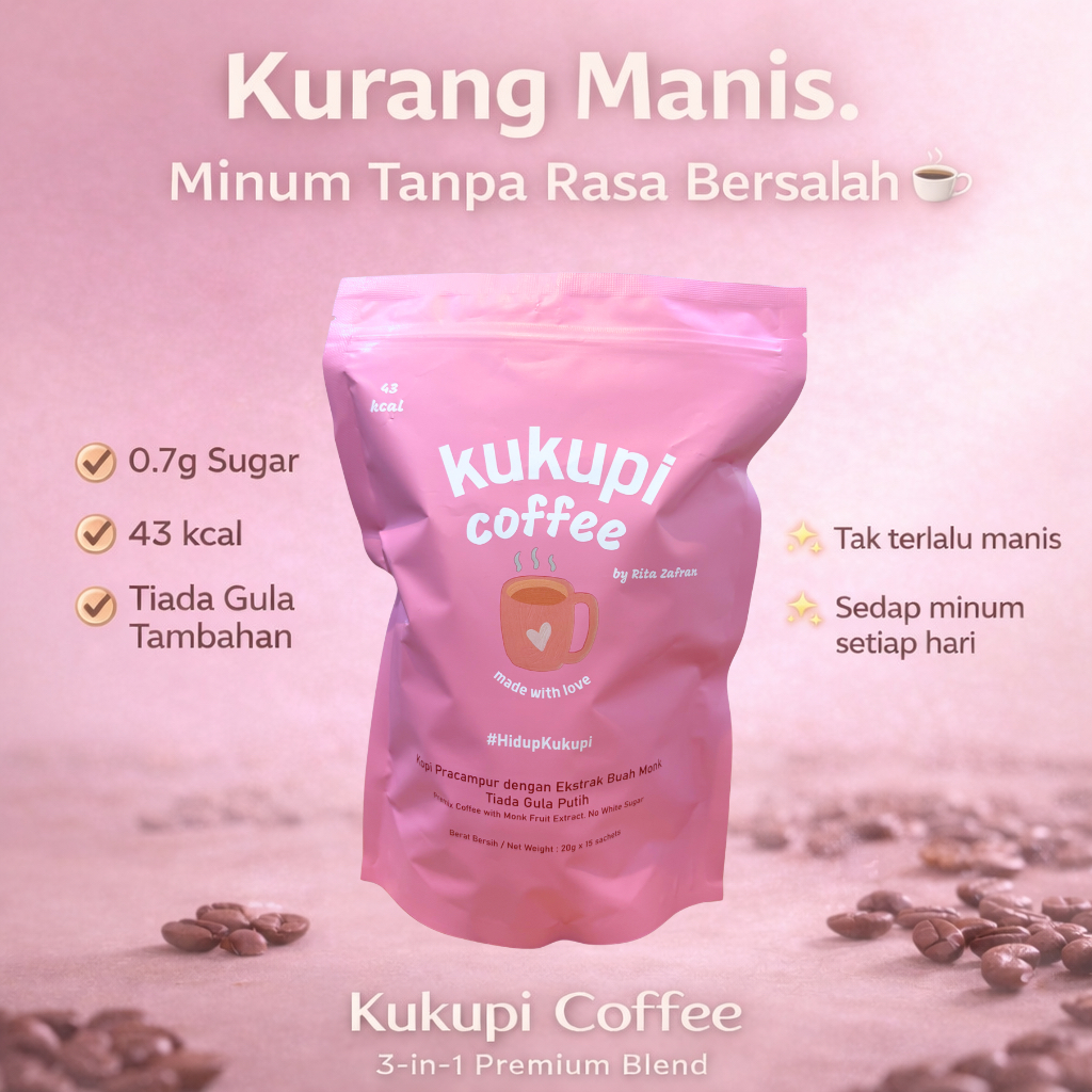 Kukupi Coffee 3-dalam-1 Kurang Gula | Kopi Kurang Manis | Monk Fruit ...