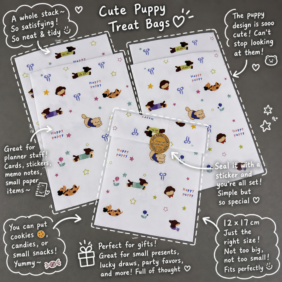 Ready Stock 现货- (10PCS) Bow-knot cartoon puppy paper bag, packaging bag ...