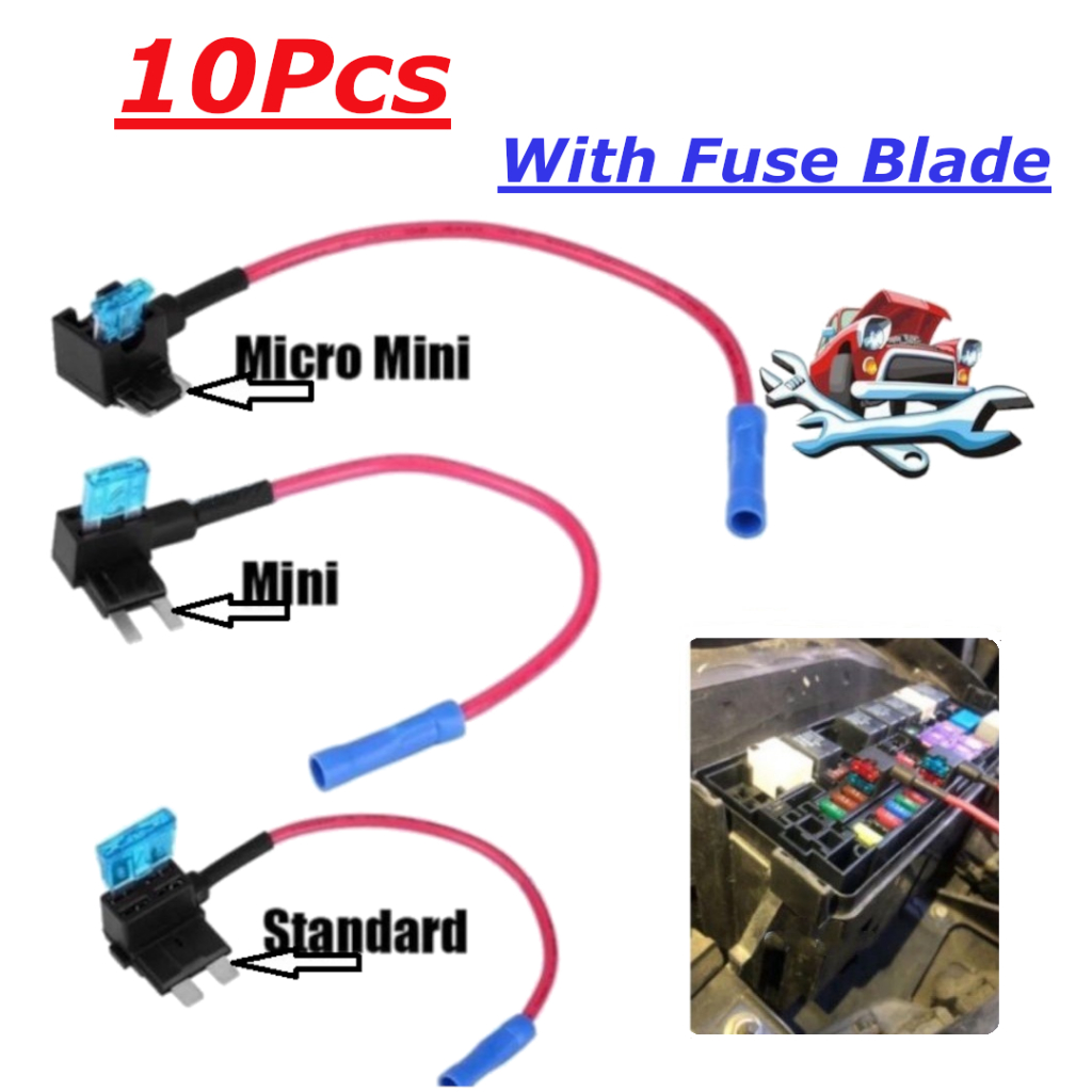 Car Fuse Tap Holder Adapter Mini Micro Standard 15A Fuse Blade Box ...