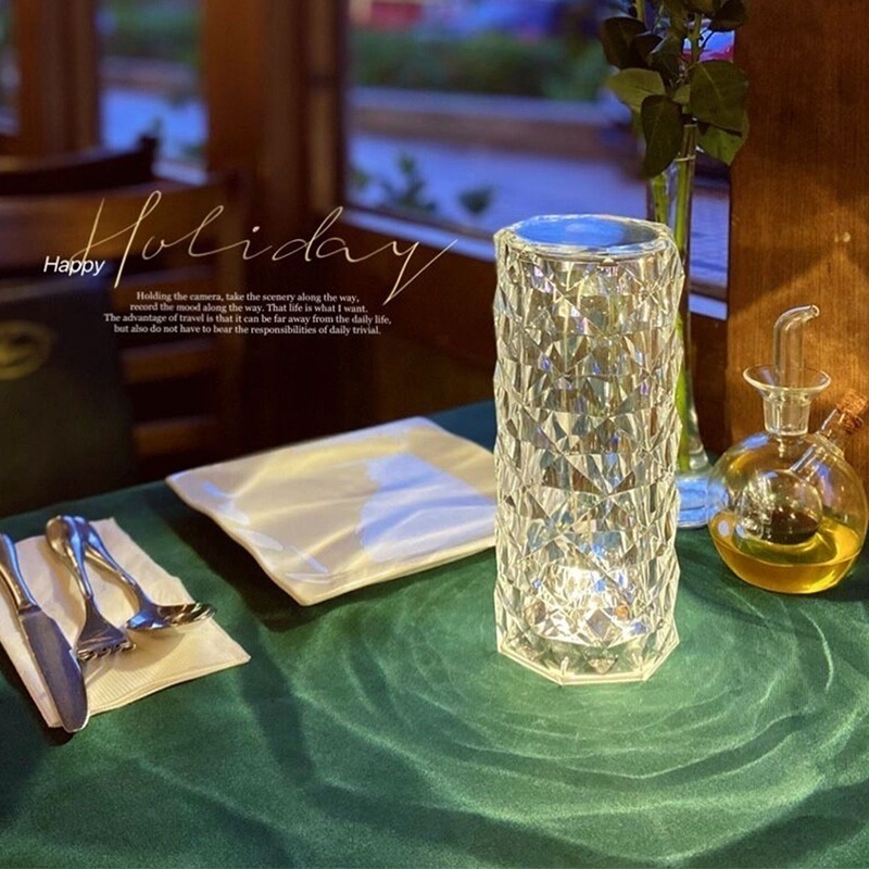 16 Color Rose Crystal Table Lamp Rechargeable Soft Light Romantic Mood ...