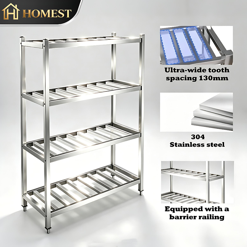 HM 304 Stainless Steel Heavy Duty Square Tube Rak | Rak Dapur Bilik ...