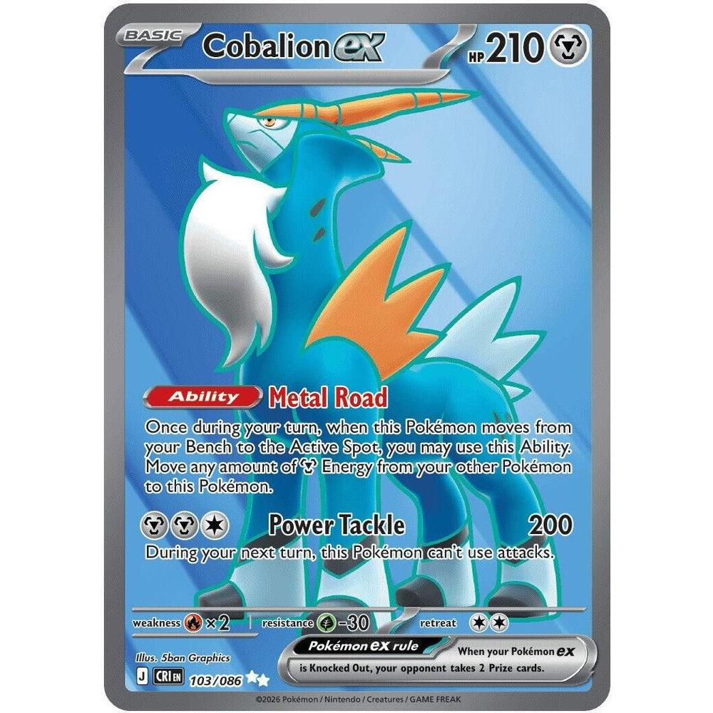 Pokemon TCG Cobalion ex - 103/086 - ME04: Chaos Rising (CRI) | Shopee ...