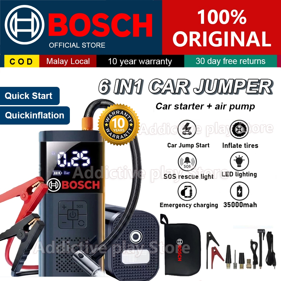 【10 year warranty】Bosch 12V car car jumper power bank and pump car ...