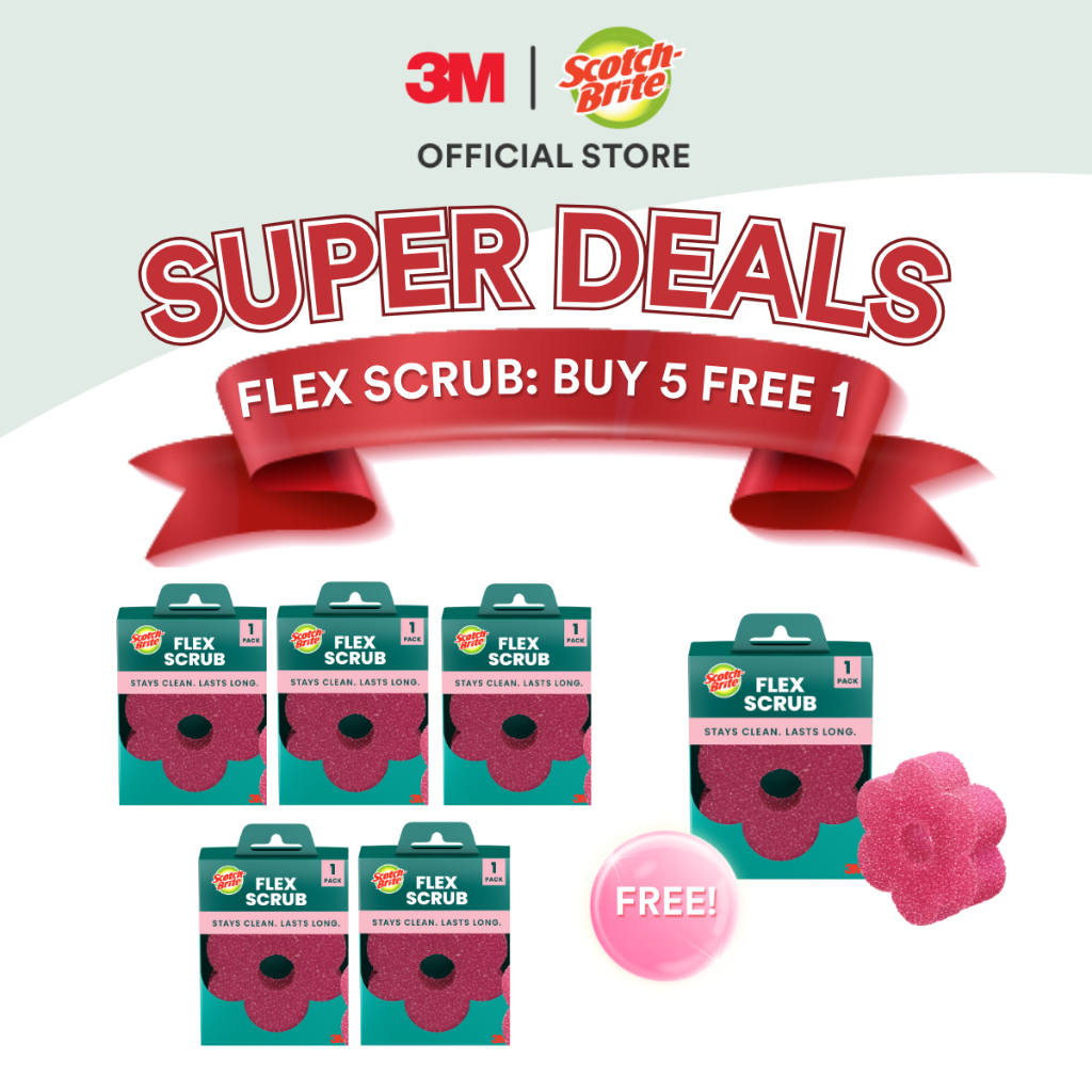 [Super Deals - BUY 5 FREE 1] 3M™ Scotch-Brite® Flex Scrub Sponge (5 ...