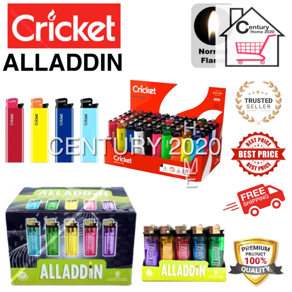 ALLADDIN & CRICKET Lighter Transparent Colorful Flint Disposable Gas ...