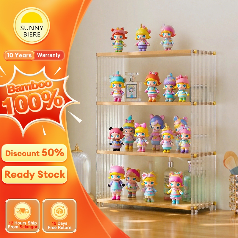 SUNNY Bamboo Display Box Transparent Acrylic Blind Box Display Rack 1-4 ...