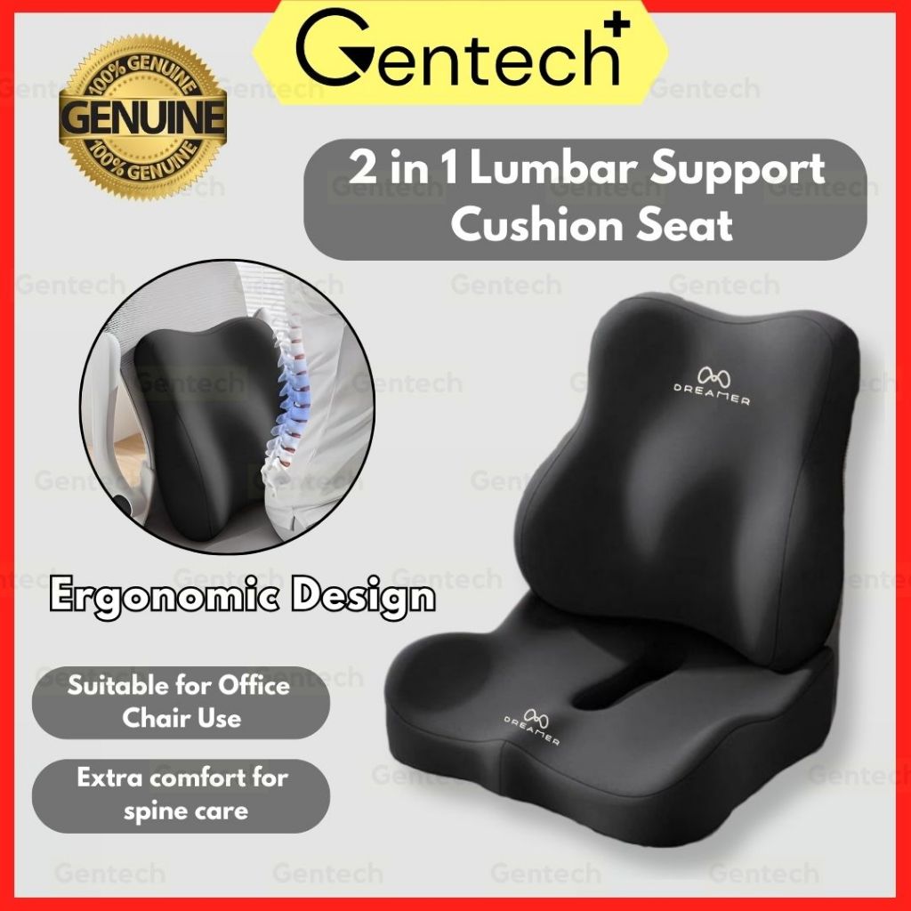 2 in 1 Lumbar Support Office Seat Cushion Pillow Sedentary Waist ...