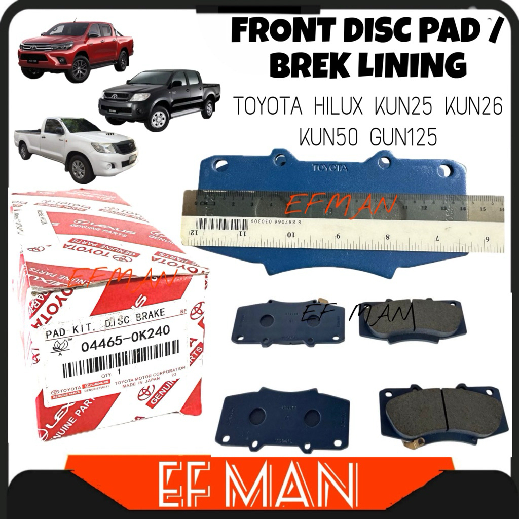TOYOTA HILUX KUN26 FORTUNER KUN50 DISC BRAKE PAD FRONT 2.5CC 3.0CC ...