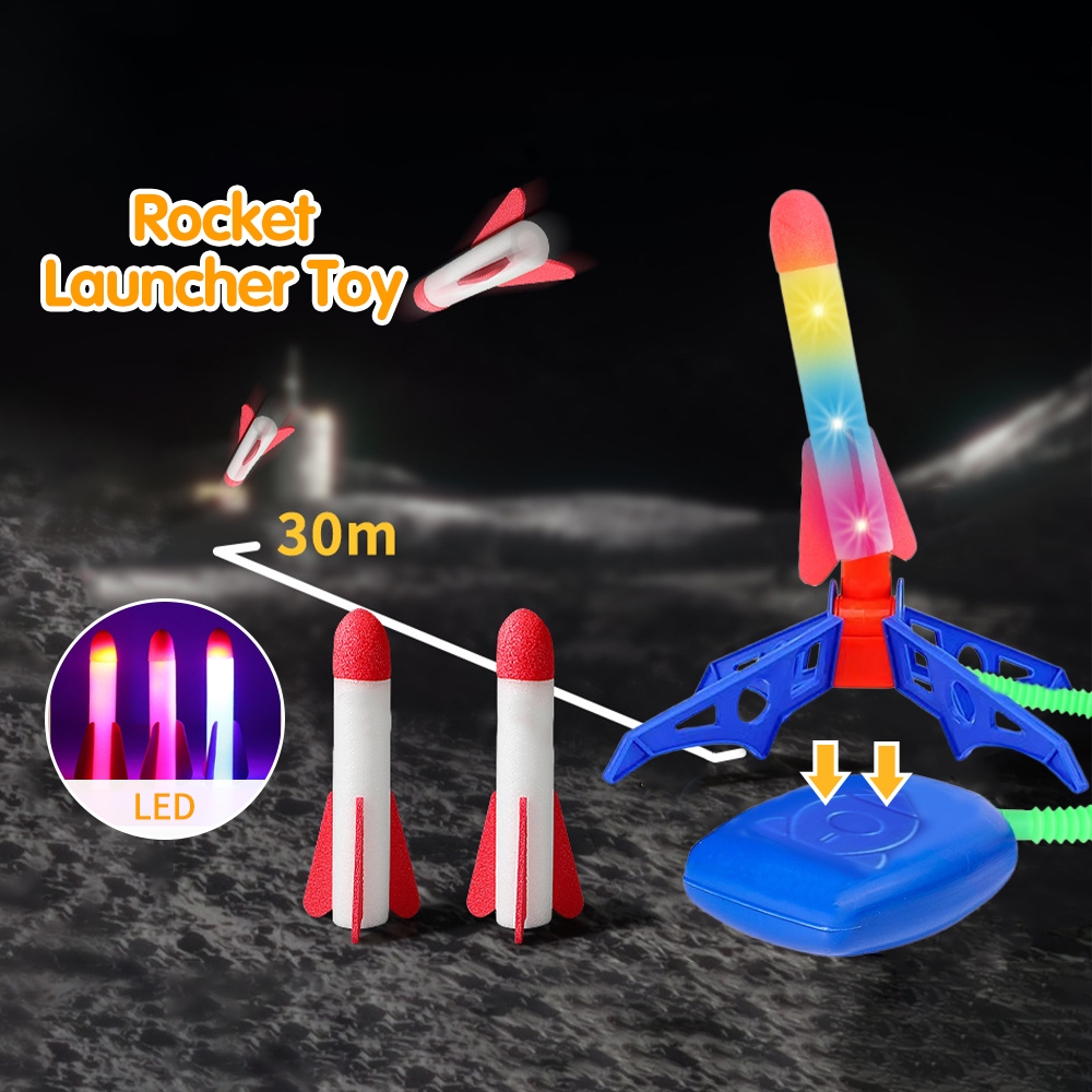 LAKOE LED Rocket Launcher Toy For Kids Step Jump Rocket Toys Luminous ...
