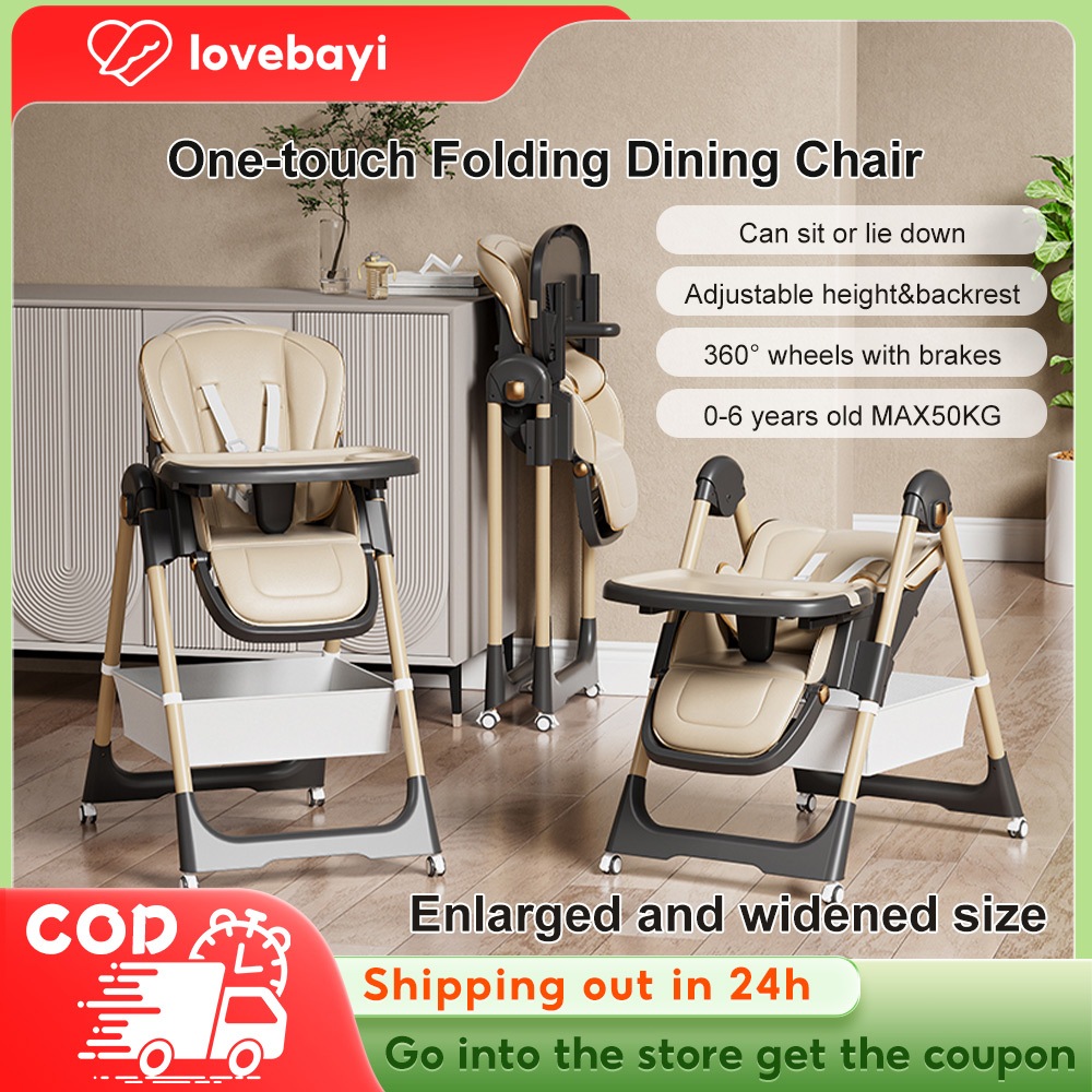 Foldable Baby Dining Chair Feeding Adjustable High Chair Home Portable ...