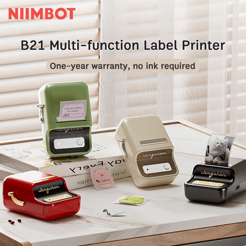 NIIMBOT B21/B1 Label Printer Wireless Bluetooth Thermal Label Tape Roll ...