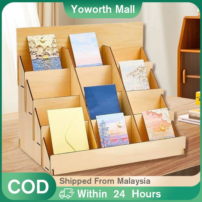 Wooden Table Storage Rack / Postcard Brochure Display Stand / Greeting ...