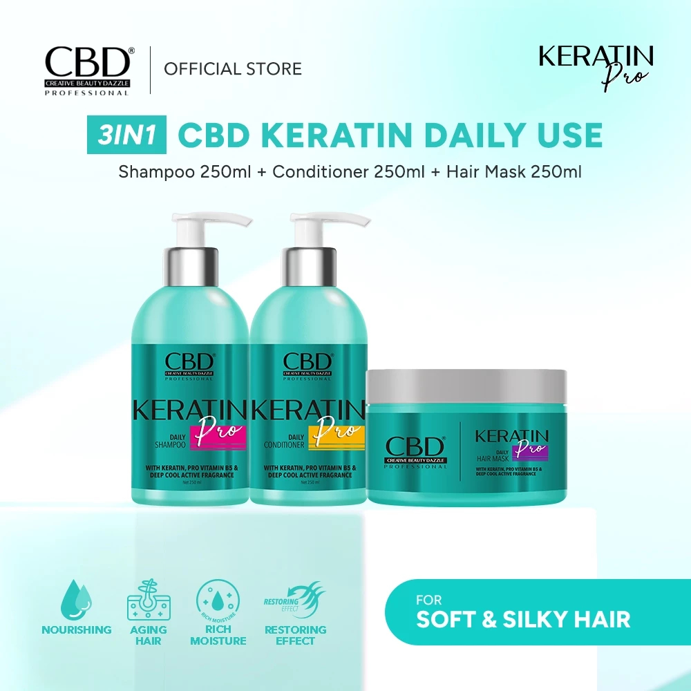 CBD Professional Daily Keratin Pro 3 in 1 Set - Shampoo + Conditioner ...