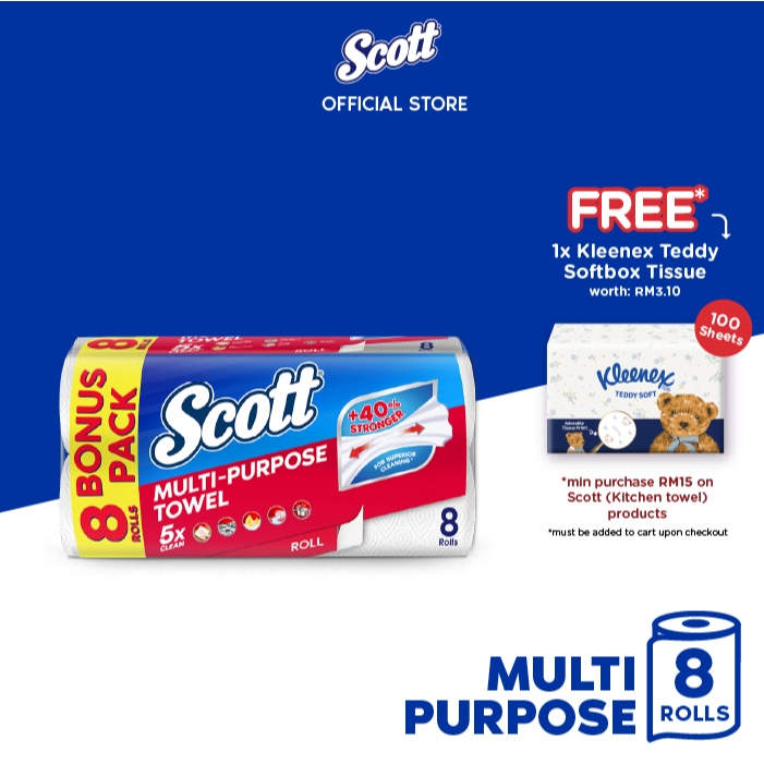 Scott Multi-Purpose Kitchen Towel 50's x 8 Rolls | Shopee Malaysia