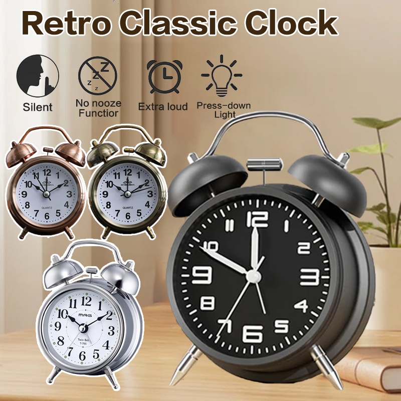 Large Classic Alarm Clock Loud Sound Analogue Backlight Desk Clocks ...