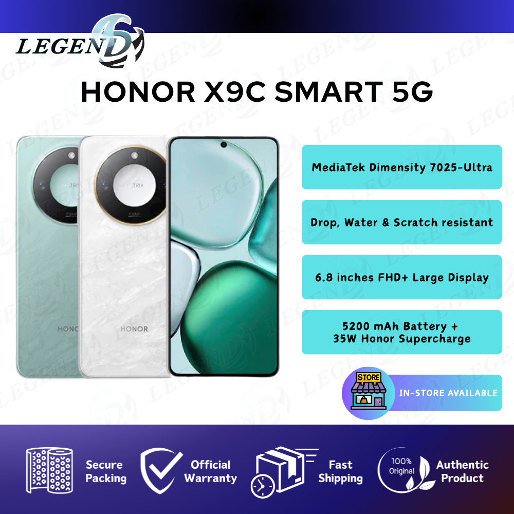 [MY Set] Honor X9c Smart 5G (8GB+256GB) Drop/Water/Scratch Resistance Triple Defense | 108MP ...