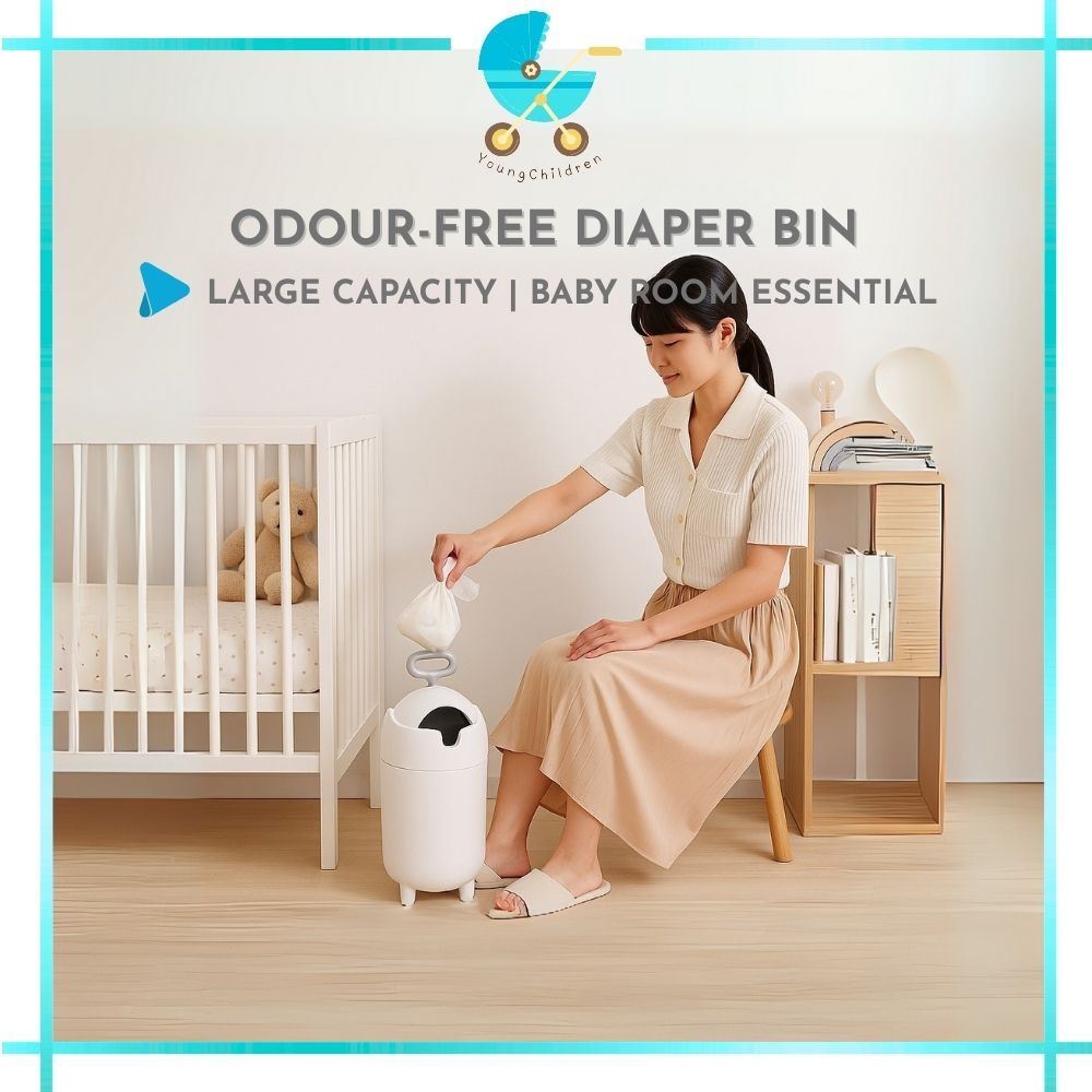👶Nappy Bin Diaper Bin Tong Sampah Bertutup Tong Sampah Pampers Baby ...