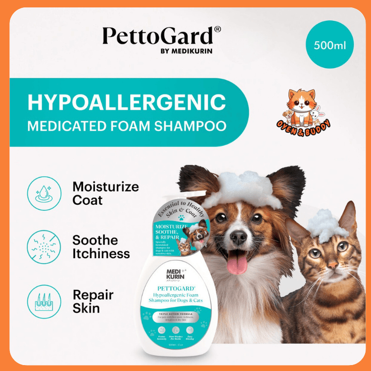PettoGard Hypoallergenic Foam Shampoo for Dogs Cats 500ml for ...