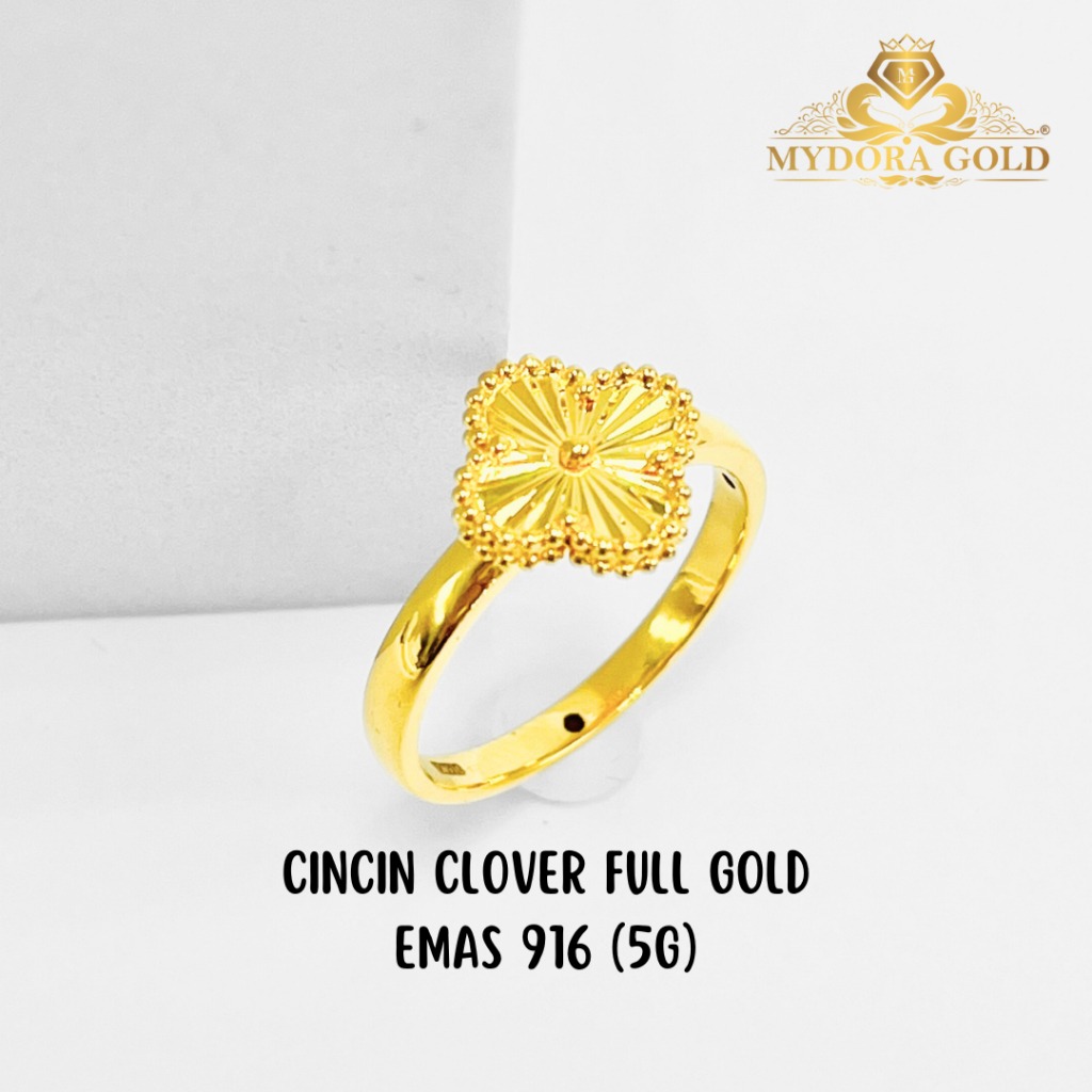 MYDORA Cincin Clover Full Gold (5G) l EMAS 916/22K | Shopee Malaysia