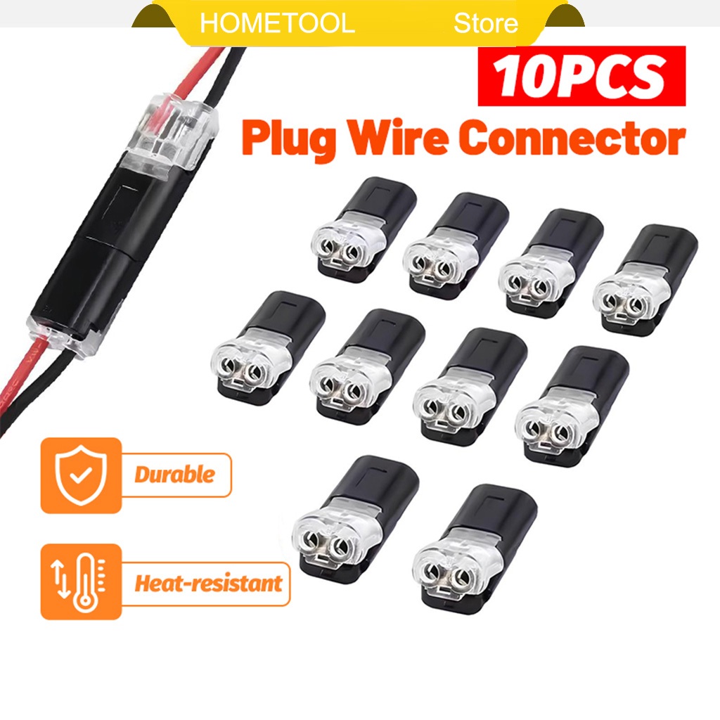 10Pcs 2 Pin Way Plug Electrical Connector Strip TerminalDouble-Wire ...