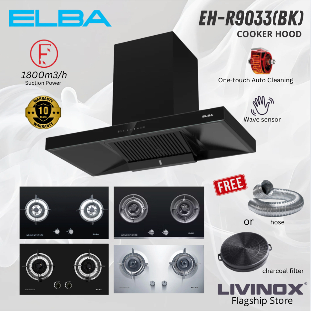 ELBA EH-R9033(BK)Designer Hood Penyedut Asap Dapur Dengan Dapur Tanam ...