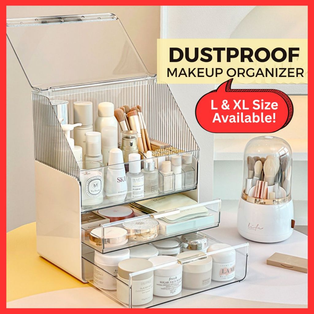 Dustproof Large Makeup Organizer Box Storage Box Tempat Letak Makeup ...