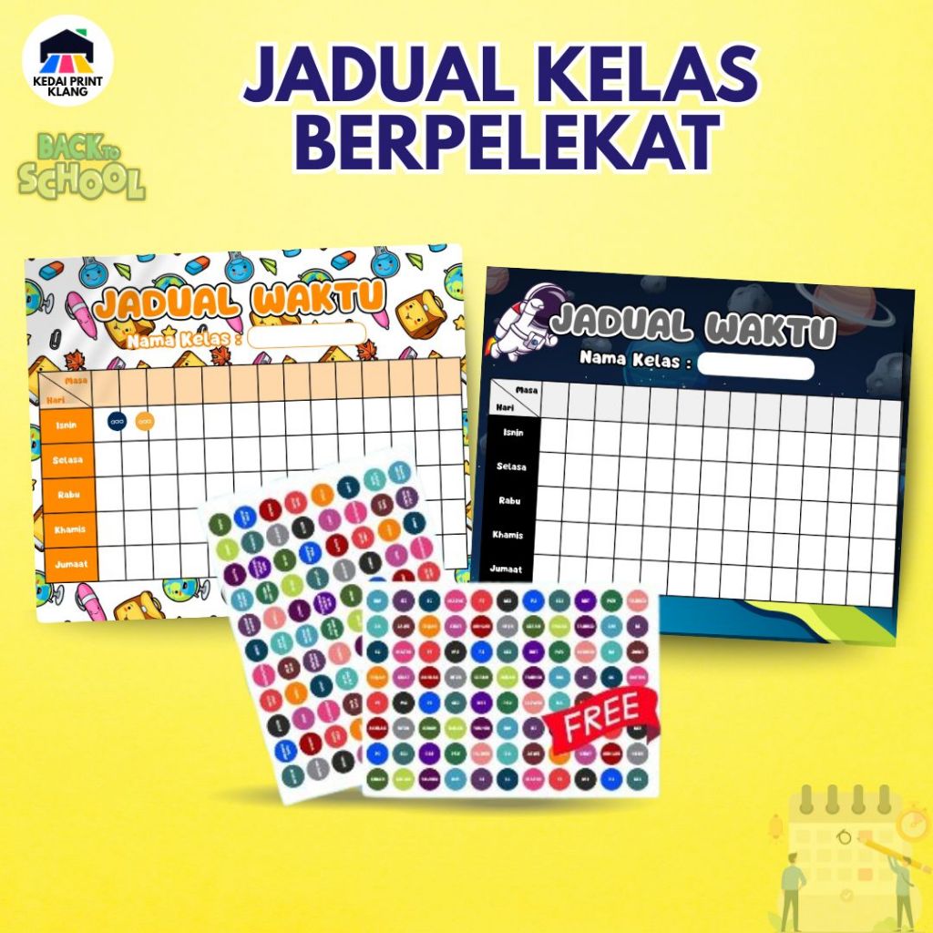 School Timetable Jadual Waktu Murid Sekolah Berpelekat Carta Keceriaan ...