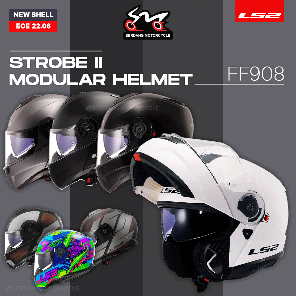 LS2 FF908 STROBE II MODULAR HELMET FULL FACE FLIP UP MOTORCYCLE HELMET ...