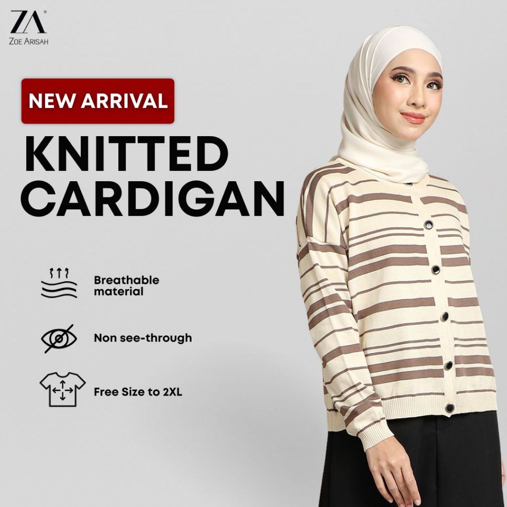 ZOE ARISAH BLOUSE CARDIGAN Wanita TOP STRIPE WOMEN Neena Liana KNITTED ...