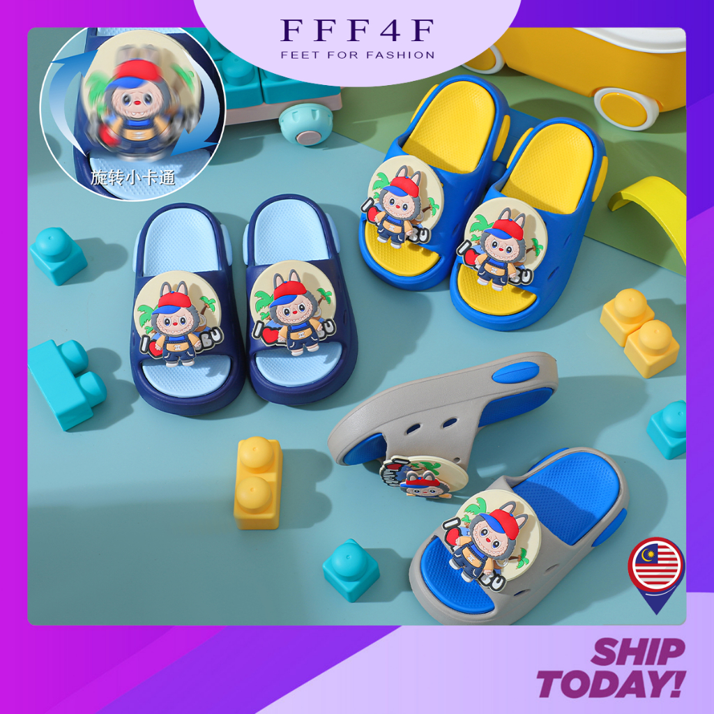 𝙁𝙁 𝙍𝙀𝘼𝘿𝙔 𝙎𝙏𝙊𝘾𝙆 💝 24-35 Soften Cute Labubu Bear Design Sandals Kasut for ...