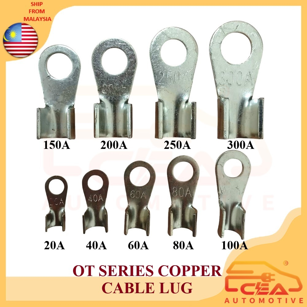 1PC 20A 40A 60A 80A 100A 150A 200A 250A 300A OT COPPER CABLE LUG ...