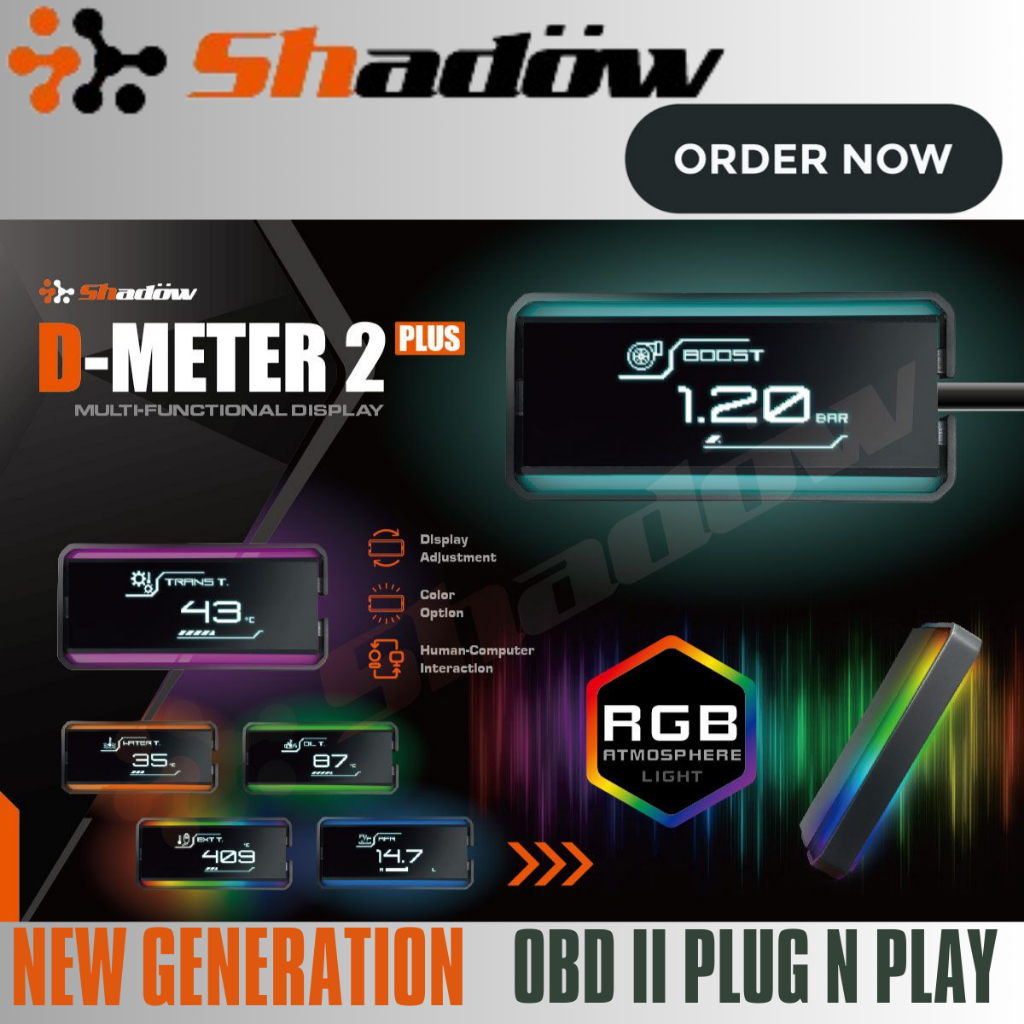 Shadow D-METER II PLUS Ten-In-One Multi-Indicator Turbo Gauge Water ...