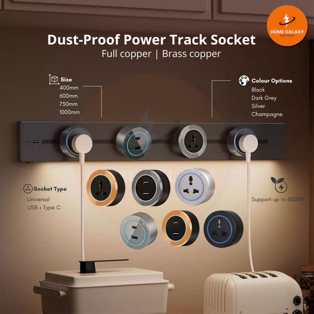 Power Track 32A Surface Track Rail 13A Socket Adjustable Universal ...