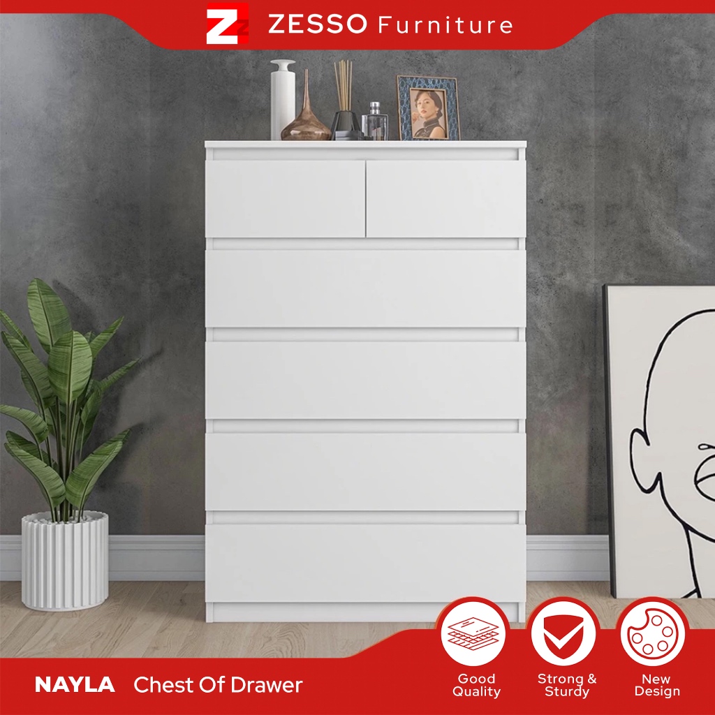 ZESSO [READY STOCK] NAYLA 4FT TALL Chest Drawer /Cabinet/Almari Baju ...