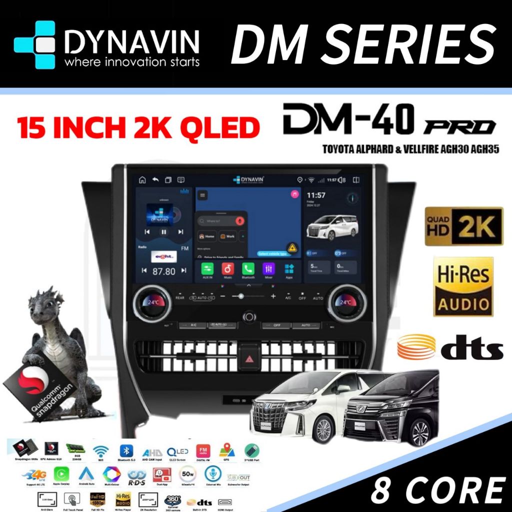 DYNAVIN DM40 PRO SERIES 2K QLED 15 Inch 4 WAY & 6 WAY CAMERA TOYOTA ...