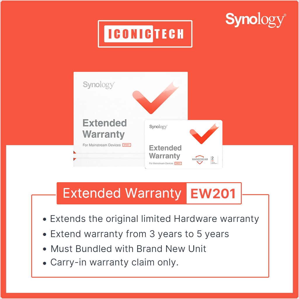 Synology EW201 2year extended warranty DS1821+ DS1621+ 1618+ DS1819 ...