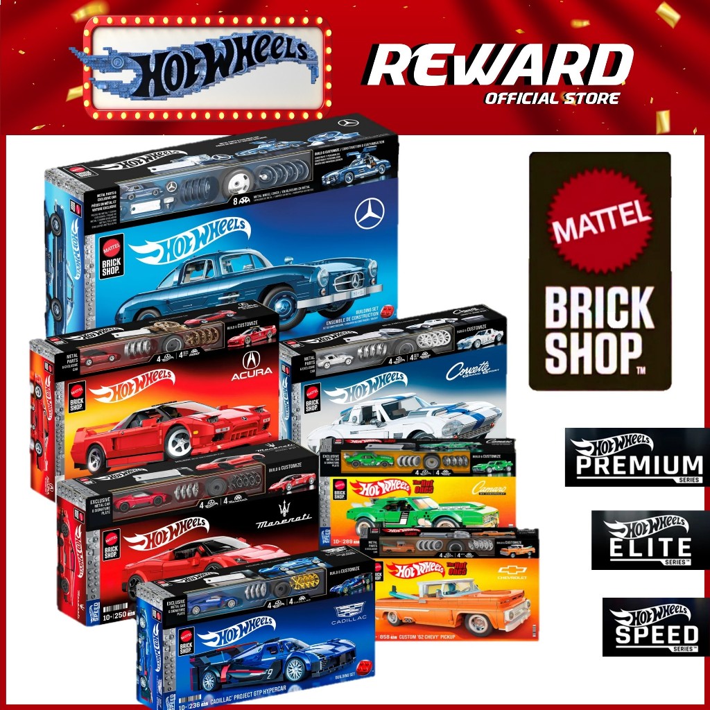 Mattel Brick Shop Hot Wheels Building Block Car Series Toy Kit with 1: ...
