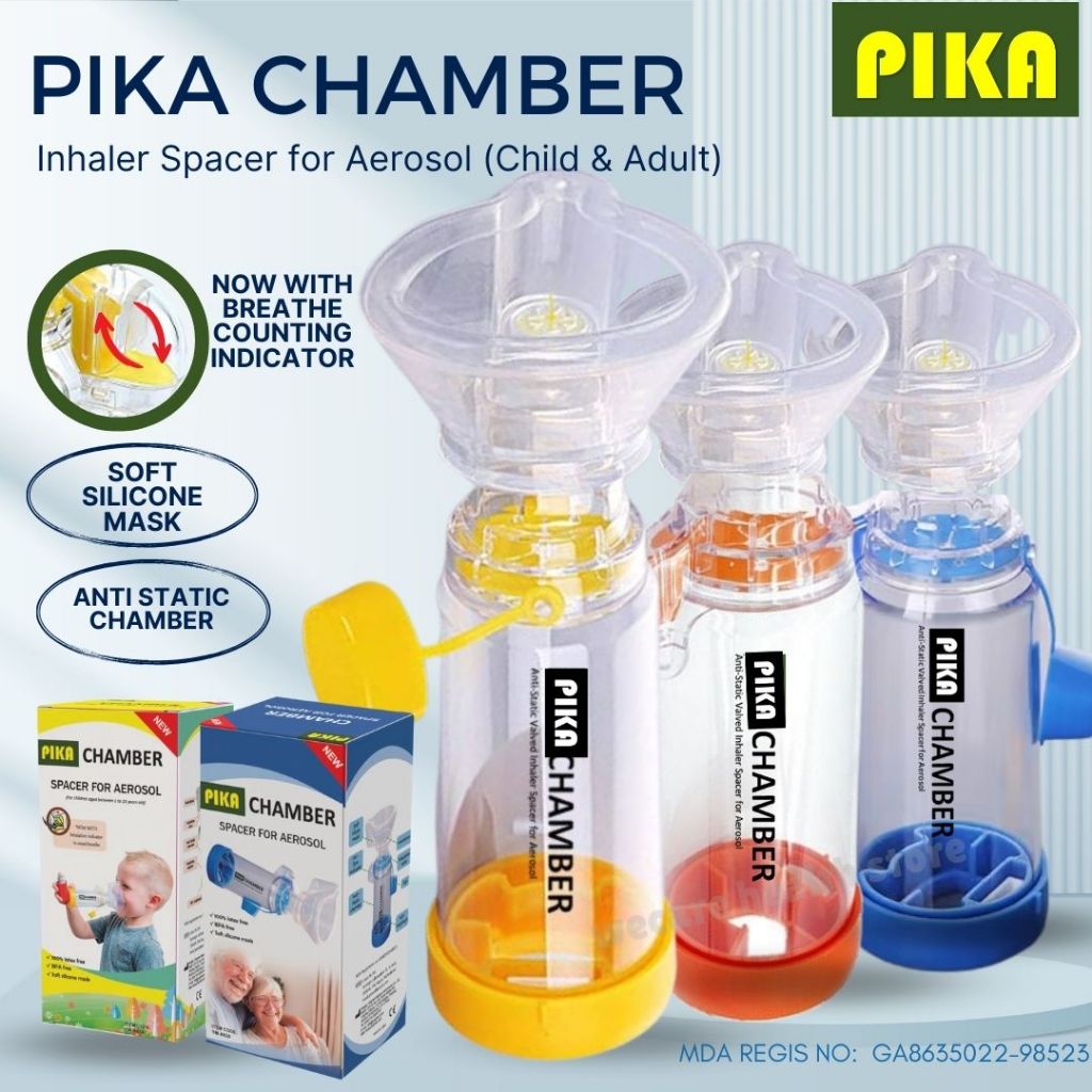 【KKM LULUS】 PIKA CHAMBER INHALER SPACER MDI CHILDREN & ADULT MASK ASTHMA AEROSOL SPACER VALVE ...