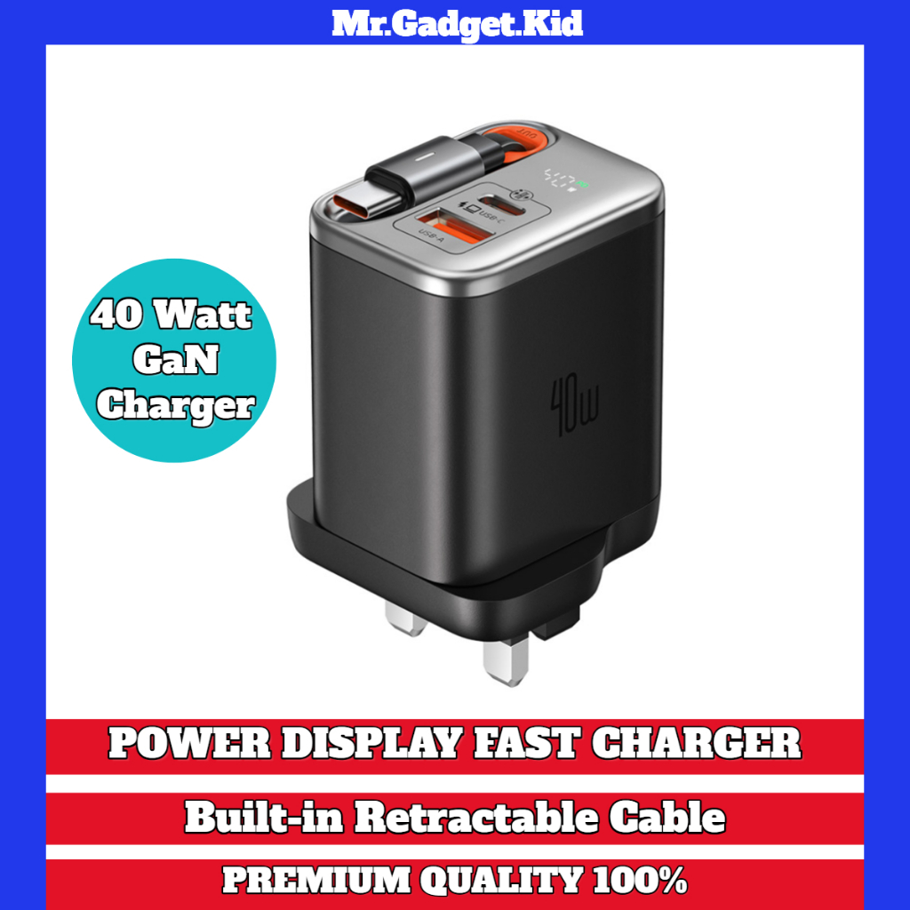 (6 Months Warranty) MCDODO FreeGo 40W GaN Charger with Built-in ...