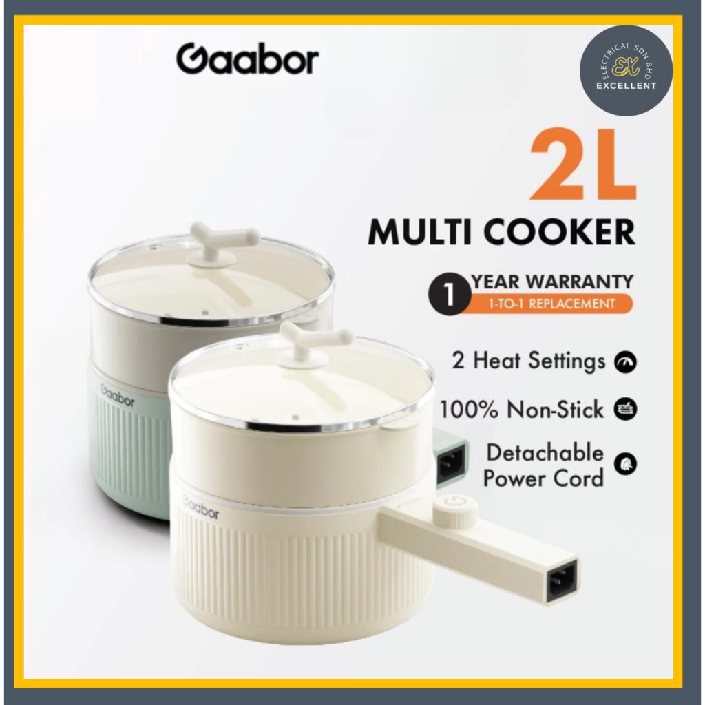 GAABOR 2L MULTI COOKER (WHITE) EC-20E01B (GREEN) EC-20M01A | Shopee ...