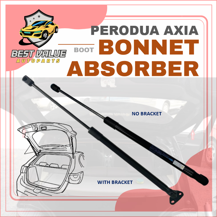 PERODUA AXIA 2014-2022 REAR BONNET DAMPER BOOT ABSORBER GAS SPRING SET ...