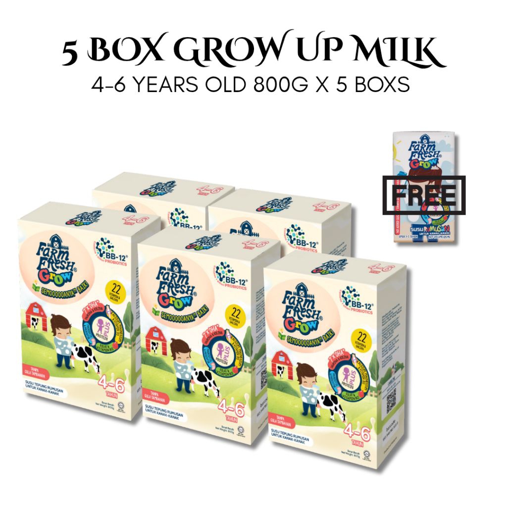 Farm Fresh Grow Powder 4-6 Years Old 800g x 5 Boxs [FREE Farm Fresh ...