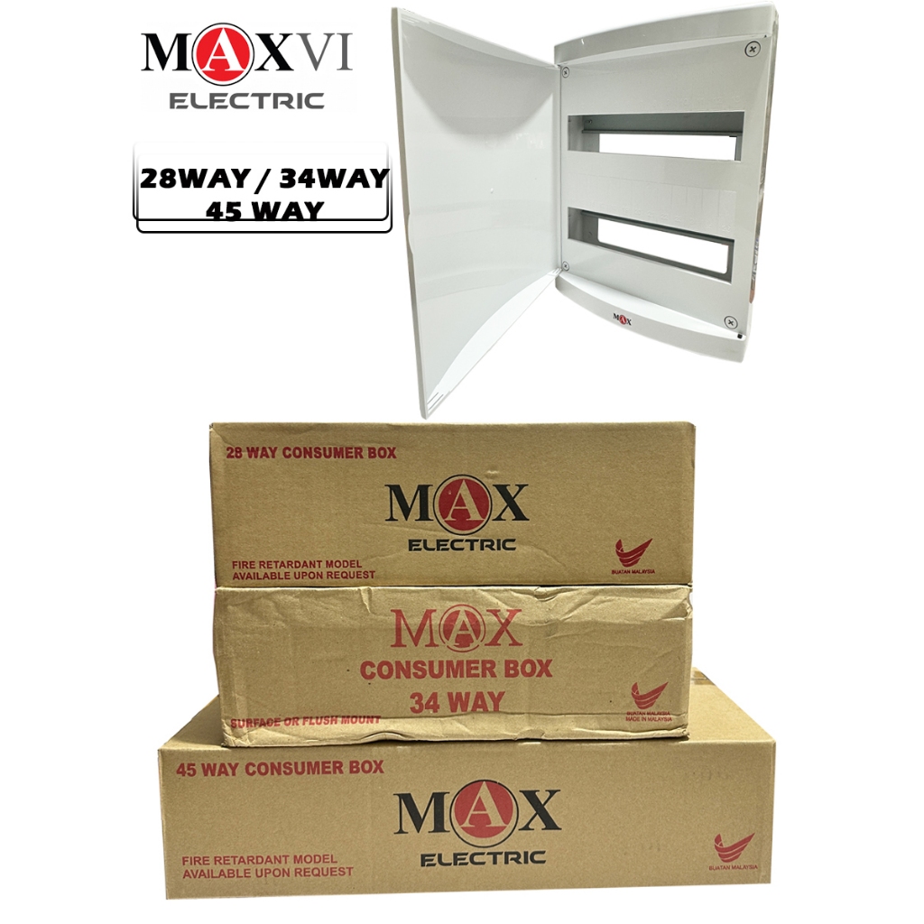 MAX 28 Way / 34 Way / 45 Way PVC MCB Box / Consumer PVC Box / DB Box ...