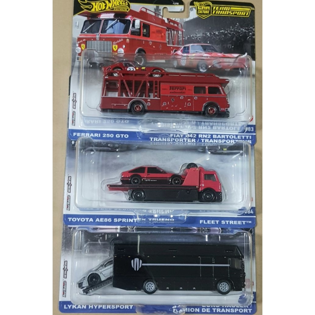 Hotwheels Premium Team Transport Ferrari 250GTO, Toyota AE86 Sprinter ...